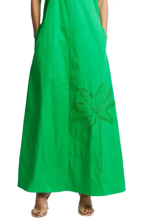 CIEBON Hattie Beaded Cotton Blend Maxi Sundress