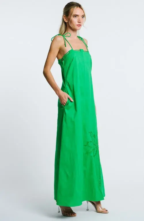 CIEBON Hattie Beaded Cotton Blend Maxi Sundress