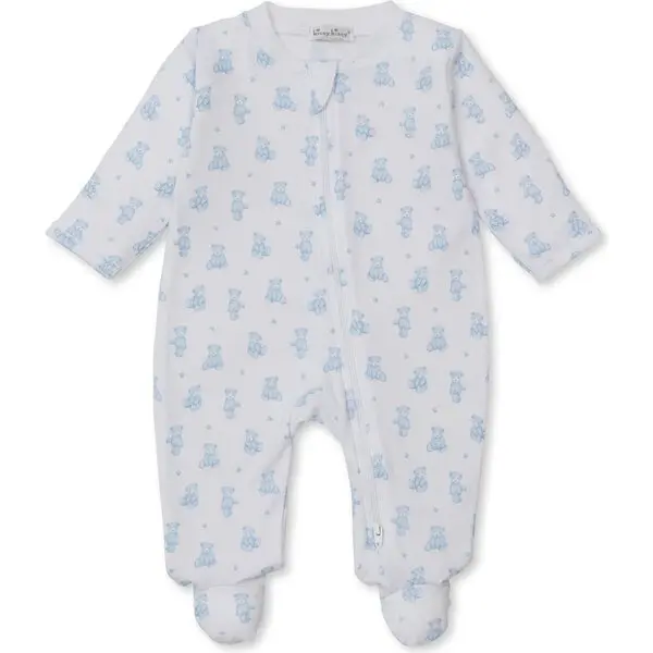 KISSY KISSY Print Pima Cotton Footie - Light Blue