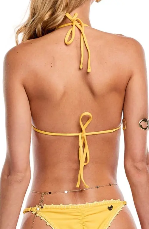 CAPITTANA Missy Crochet Overlay Triangle Bikini Top - Yellow