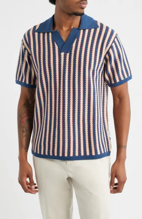 MAVRANS Strike A Match Stripe Polo - Blue