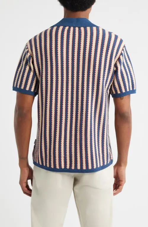MAVRANS Strike A Match Stripe Polo - Blue