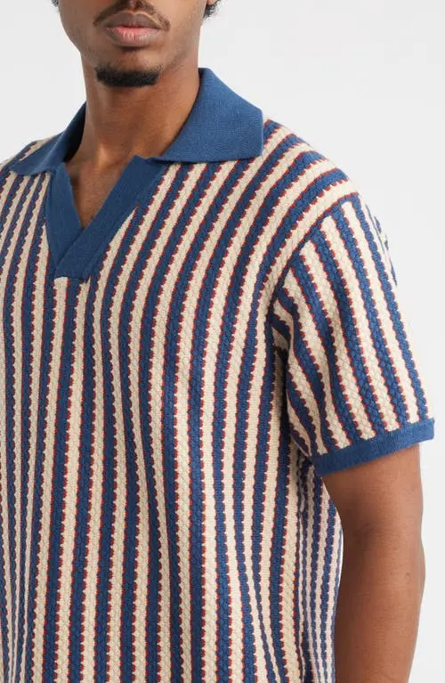MAVRANS Strike A Match Stripe Polo - Blue