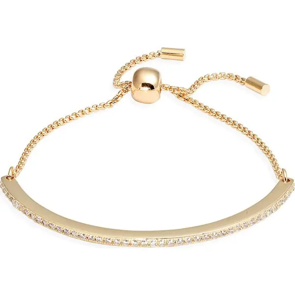 Nordstrom Cubic Zirconia Adjustable Tennis Bracelet - Clear- Gold