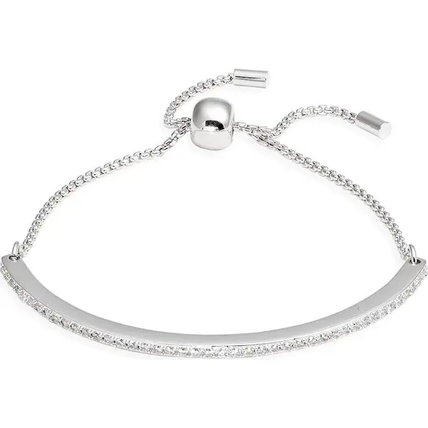 Nordstrom Cubic Zirconia Adjustable Tennis Bracelet - Clear- Silver