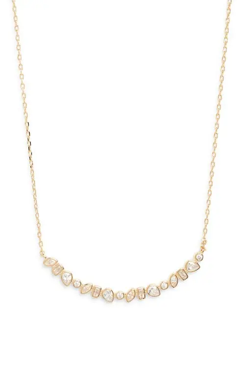 Nordstrom Cubic Zirconia Bar Necklace - Clear- Gold