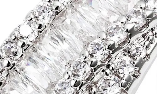 Nordstrom Cubic Zirconia Baguette Overlap Ring - Clear- Silver