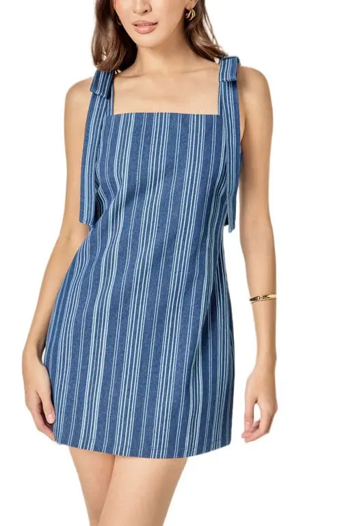 English Factory Striped Mini Dress - Denim