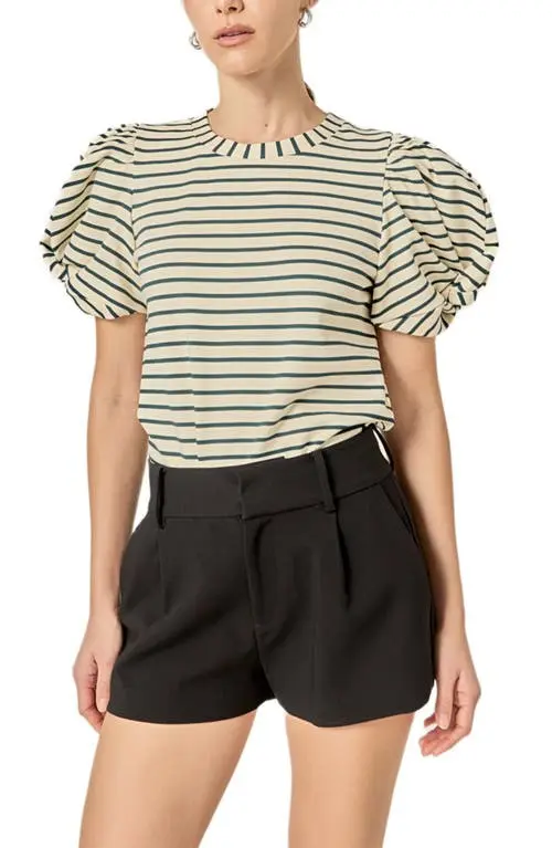 English Factory Puff Sleeve Striped T-shirt