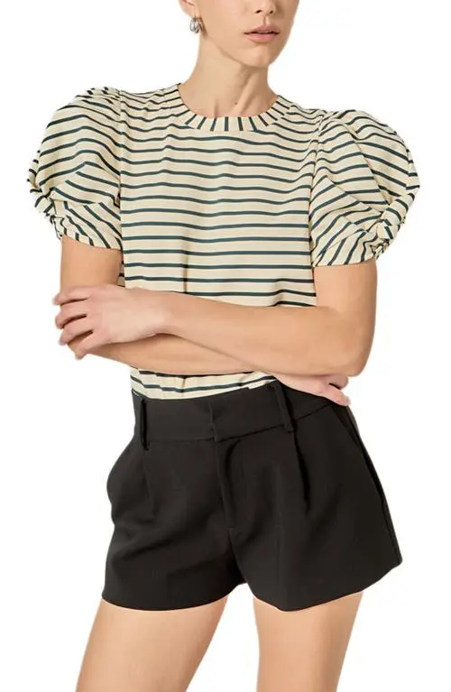English Factory Puff Sleeve Striped T-shirt