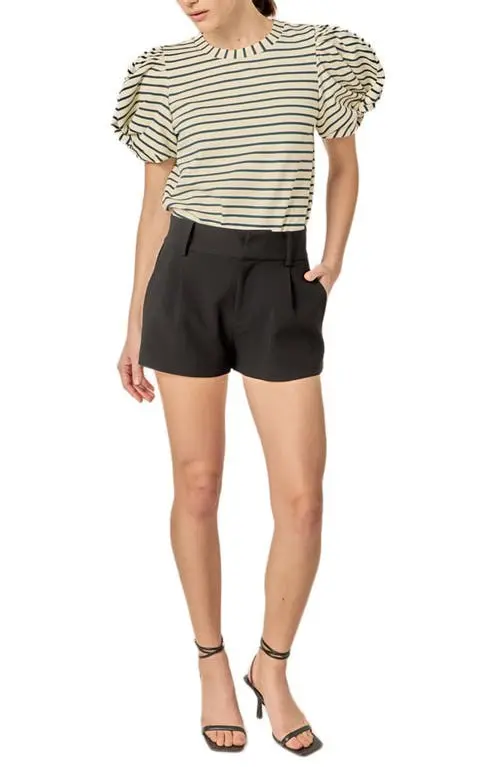 English Factory Puff Sleeve Striped T-shirt
