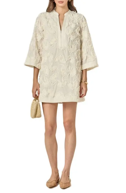 English Factory Ribbon Appliqué Shift Minidress