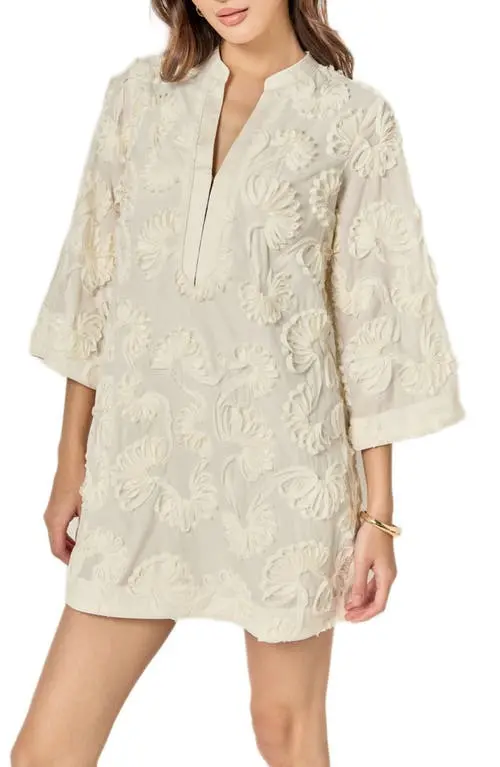 English Factory Ribbon Appliqué Shift Minidress
