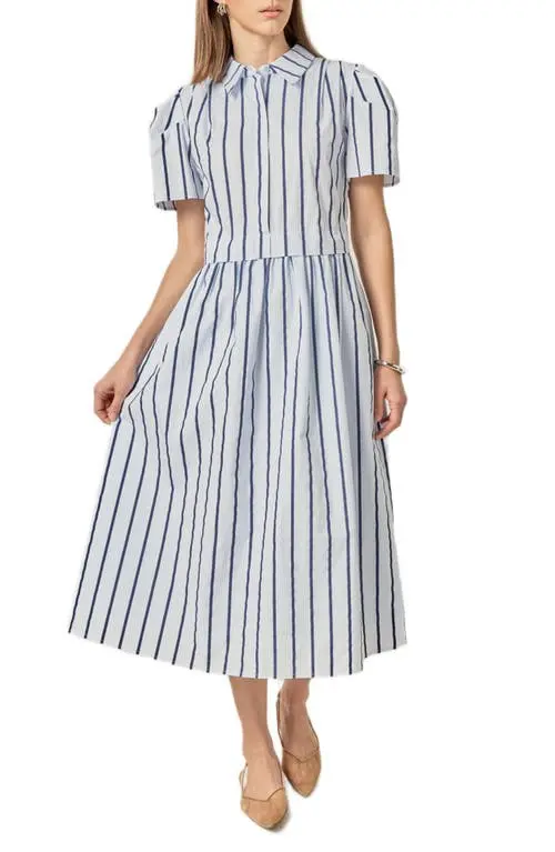 navy blue dress for baby girl English Factory A-line Short Sleeve Shirt Dress main image 1