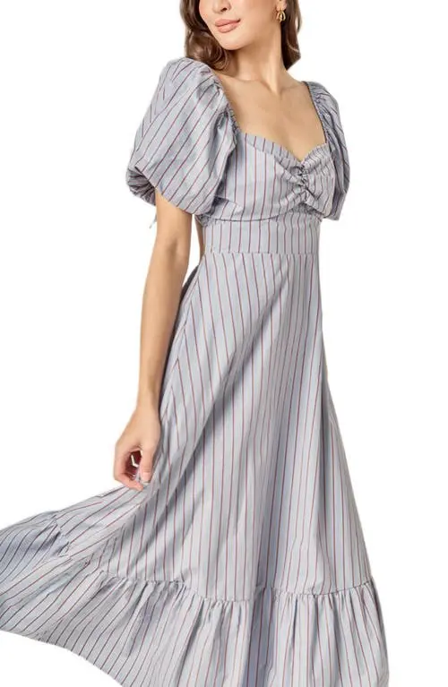 English Factory Striped Maxi Dress With Back Tie
