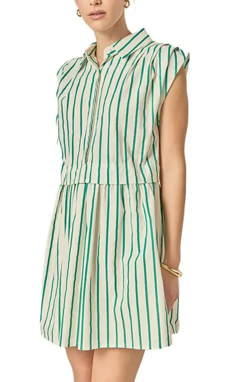 English Factory Stripe Sleeveless Cotton Dress