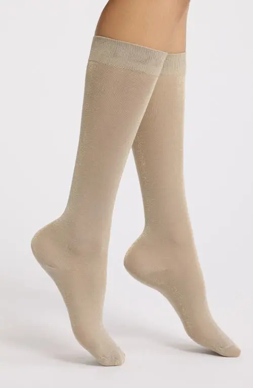 HIGH HEEL JUNGLE Glitterati Metallic Knee High Socks - Grey