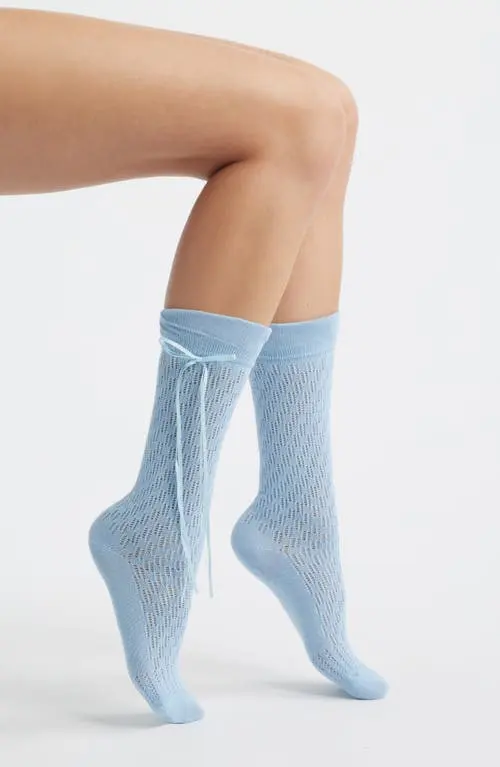 HIGH HEEL JUNGLE Charma Tie Pointelle Crew Socks - Blue