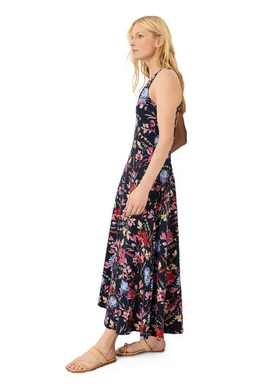 PACT Fit & Flare Organic Cotton Maxi Dress With Open Back - Dayspring Blooms Multi