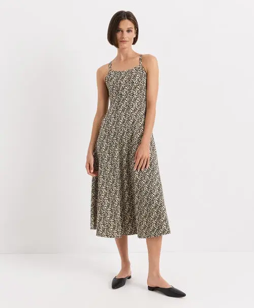 PACT Fit & Flare Midi Dress - Flax Heather Leafmark