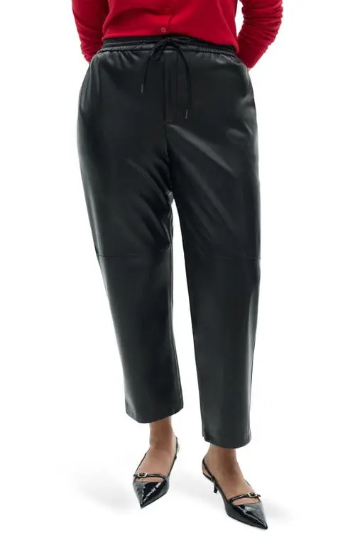 Mango Faux Leather Drawstring Pants