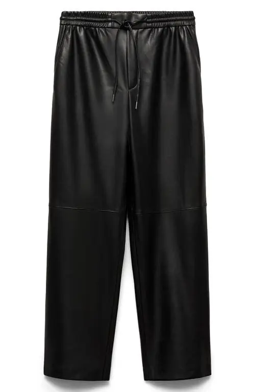 Mango Faux Leather Drawstring Pants