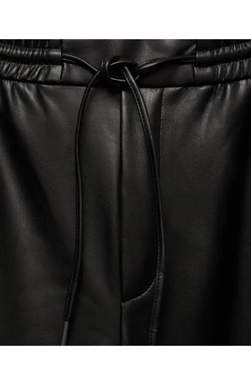 Mango Faux Leather Drawstring Pants