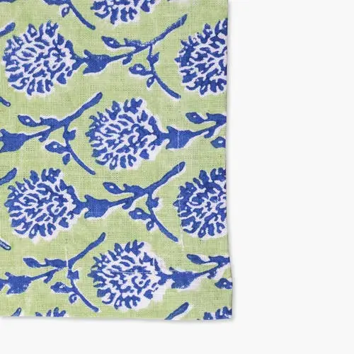 BANYAN & BIRCH Nikharpure Linen Hand-printed Table Runner - Lily Green