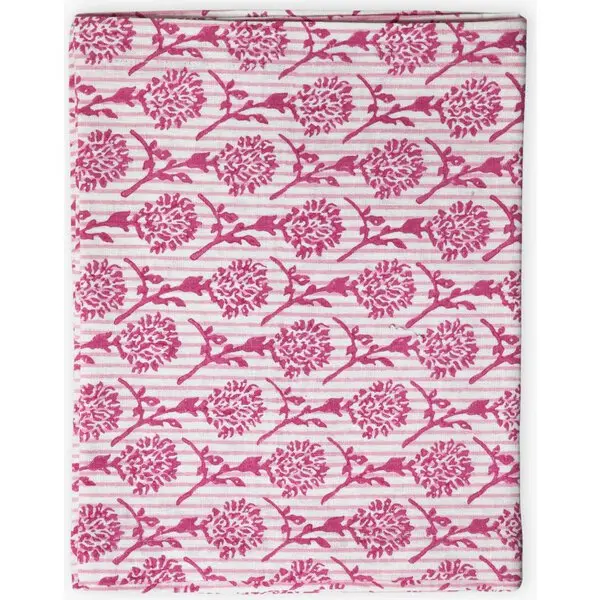 BANYAN & BIRCH Nikharpure Linen Hand-printed Table Runner - Pink