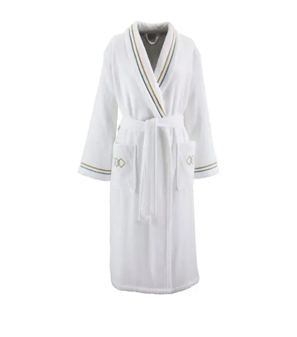 YVES DELORME Cotton-modal Embroidered Villa Bathrobe - White