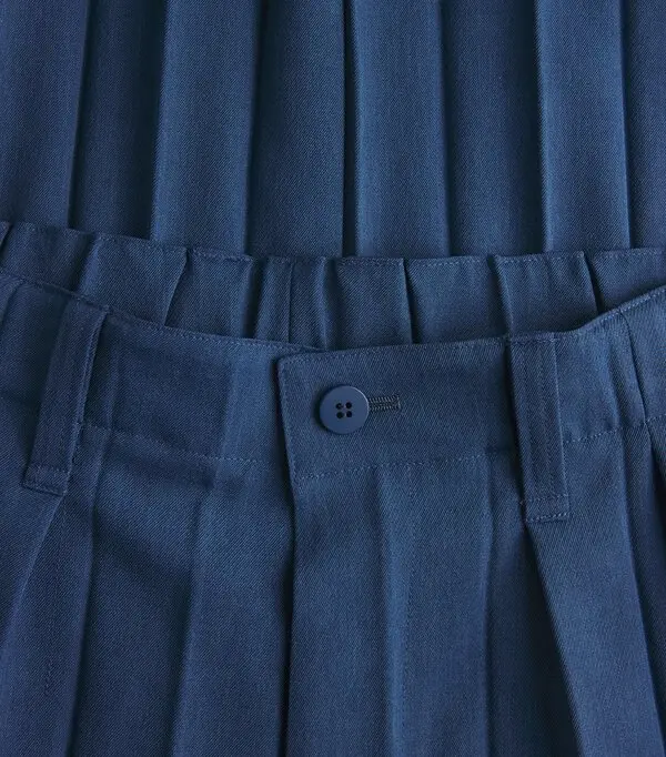 Issey Miyake Edge Pleat Straight Trousers - Navy