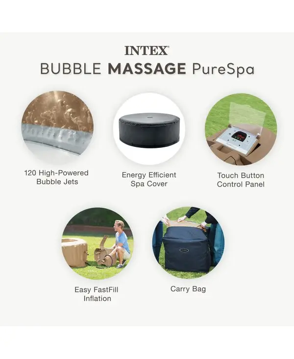 INTEX Purespa 4-person Bubble Massage Inflatable Hot Tub Spa Set