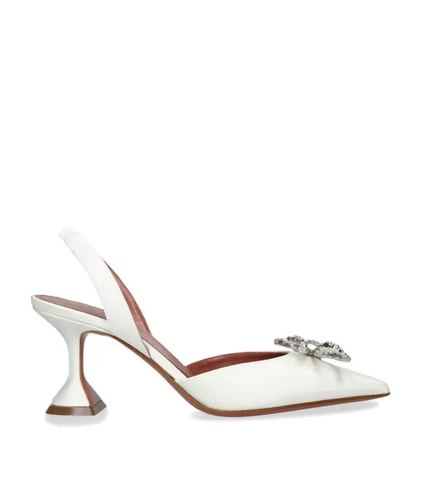 Amina Muaddi Rosie Slingback Pumps With Embellished Bow Detailing