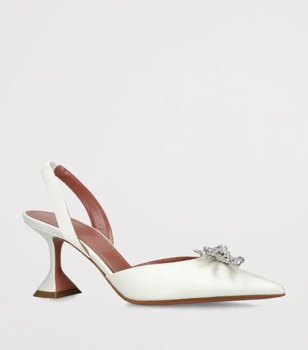 Amina Muaddi Rosie Slingback Pumps With Embellished Bow Detailing