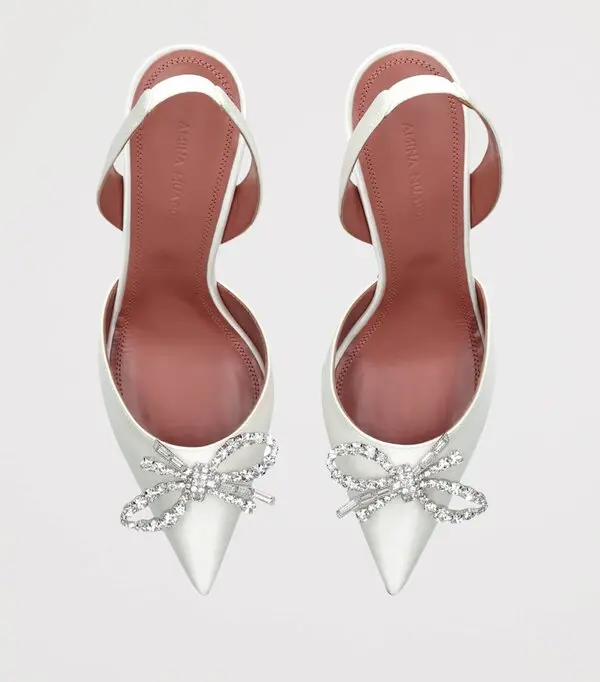Amina Muaddi Rosie Slingback Pumps With Embellished Bow Detailing
