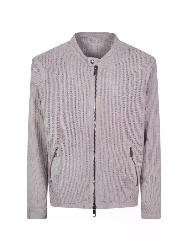 GIORGIO BRATO Perforated Zip Jacket - Grey