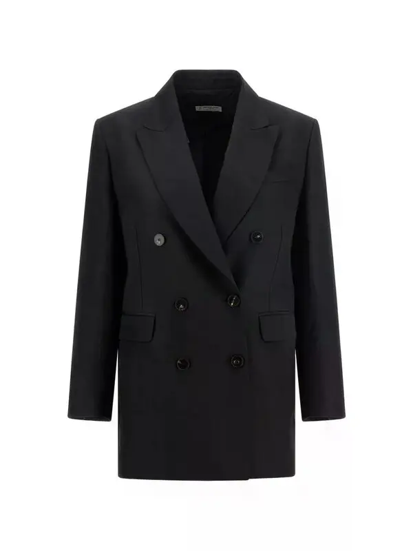 Alberto Biani Double-breasted Coat With Peak Lapels - Black