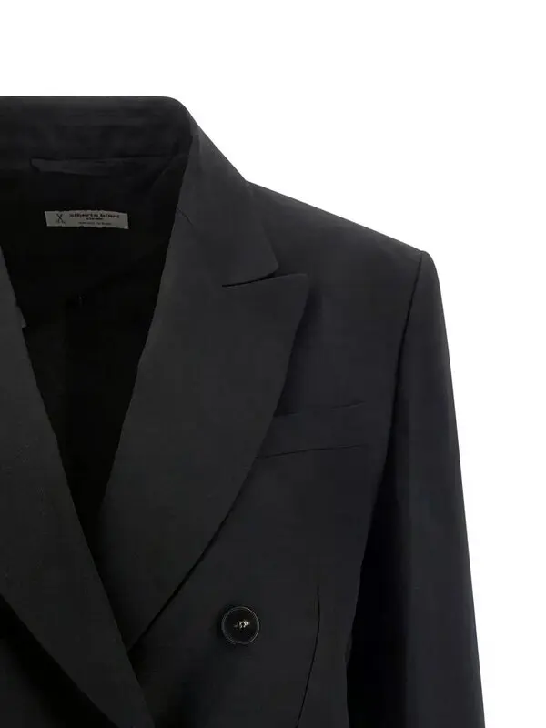 Alberto Biani Double-breasted Coat With Peak Lapels - Black