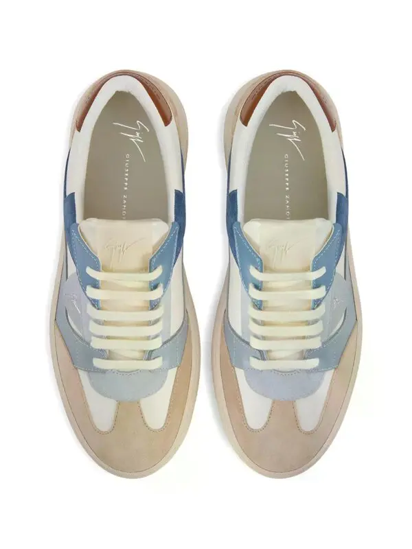GIUSEPPE ZANOTTI Colour-block Low-top Leather Sneakers - White