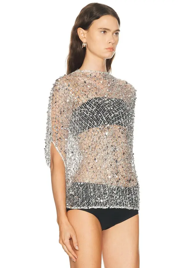 Lapointe Sequined Cape Top