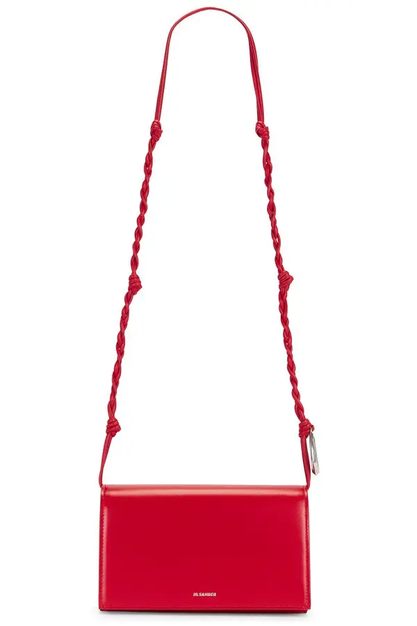 JIL SANDER Tangle Horseshoe Wallet On Strap - Red