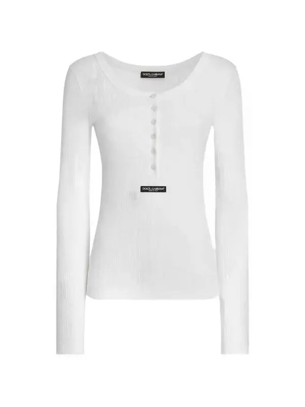 Dolce & Gabbana Ribbed Cotton Long Sleeve T-shirt