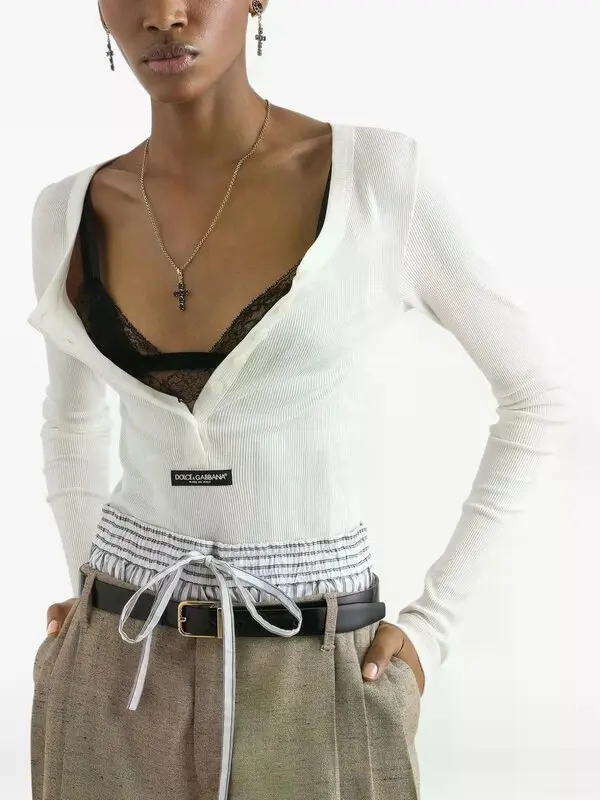 Dolce & Gabbana Ribbed Cotton Long Sleeve T-shirt
