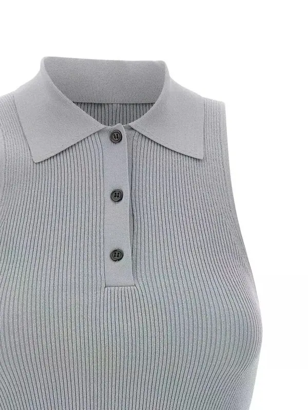 A. ROEGE HOVE Ribbed Button Polo Top