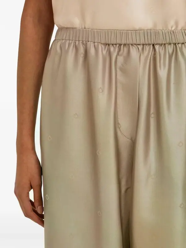 FERRAGAMO Silk Twill Trousers - Neutrals