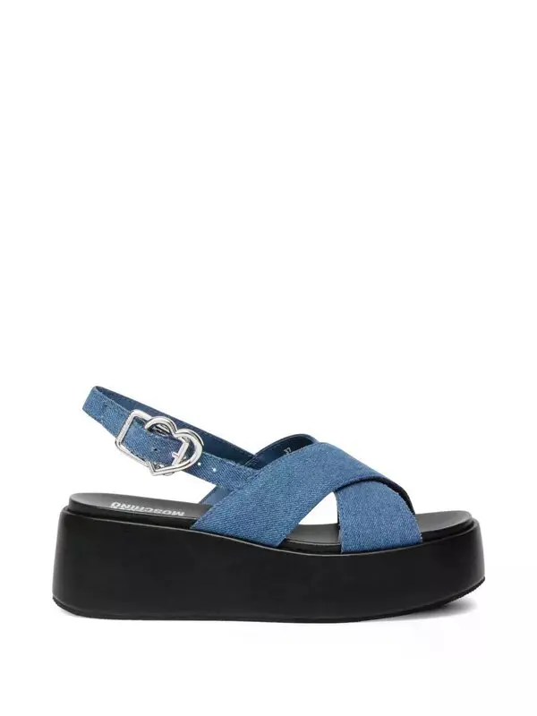 Moschino Criss-cross Platform Sandals With Buckle Fastening - Blue