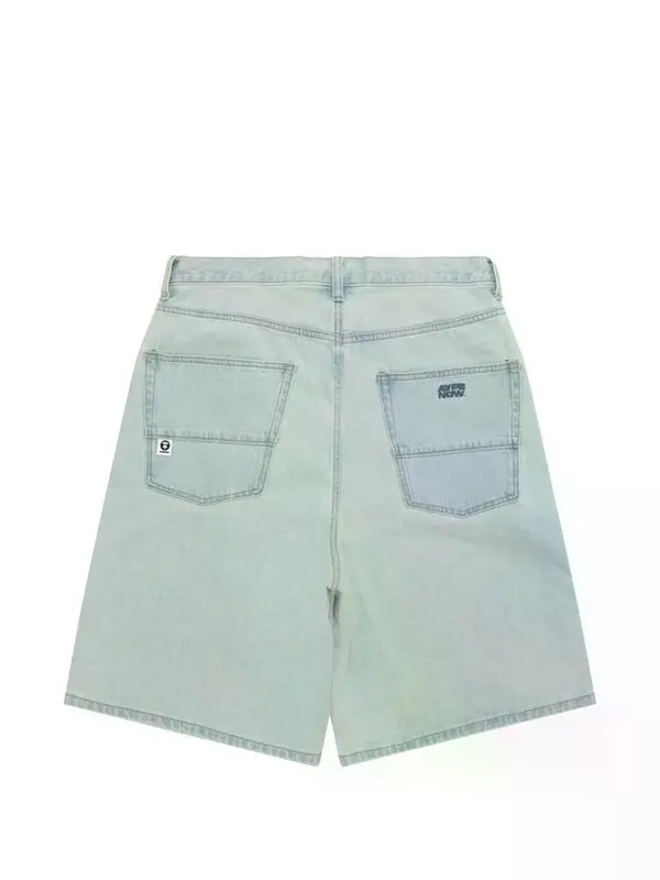 AAPE BY *A BATHING APE Logo Embroidered Denim Shorts - Blue