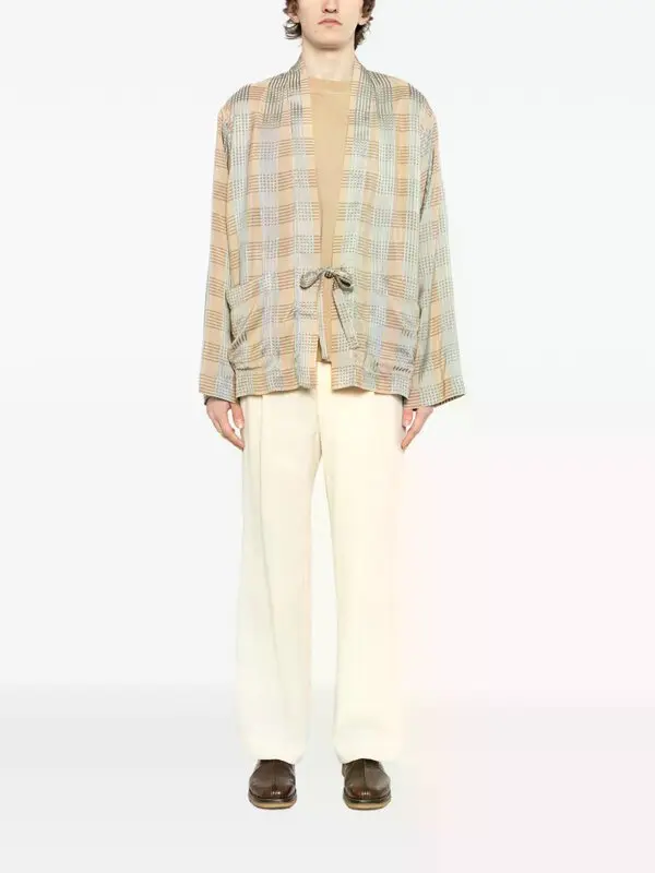 UMA WANG Plaid Jacket With Tie Detail