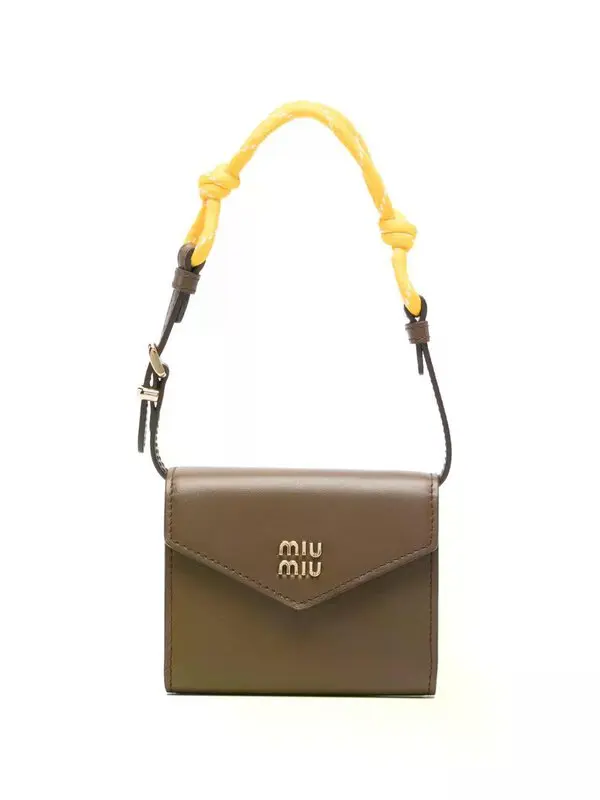 Miu Miu Logo-plaque Top-handle Wallet - Brown