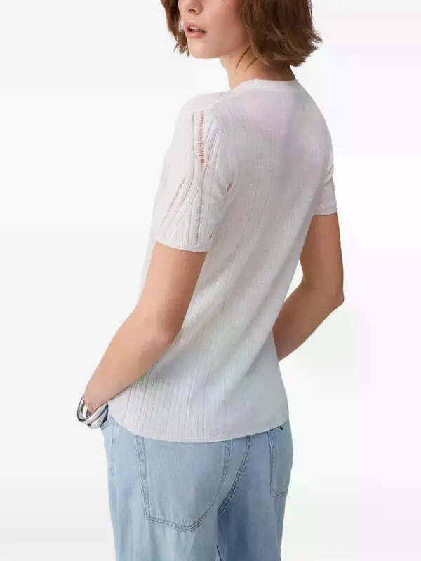 Liu Jo Perforated Short Sleeve Sweater - White
